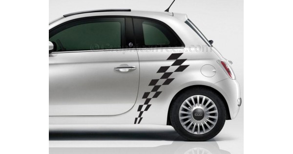 Fiat 500 Check Checker Flag Custom Side Graphic Decal