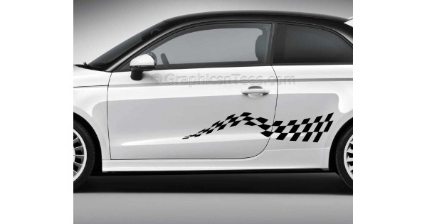 Car Graphics : Checker Flag Car Stickers, Custom Vinyl Side Stripe ...