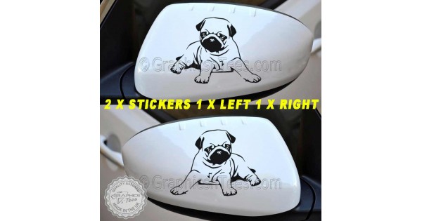 Cute Pug Puppy Dog, Wing Mirror, Bumper, Car Body Stickers Vinyl ...